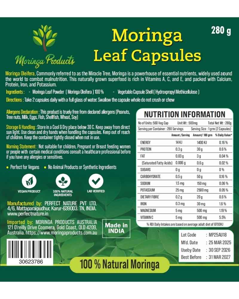 Moringa Capsules 140g - Organic | The Moringa Shop